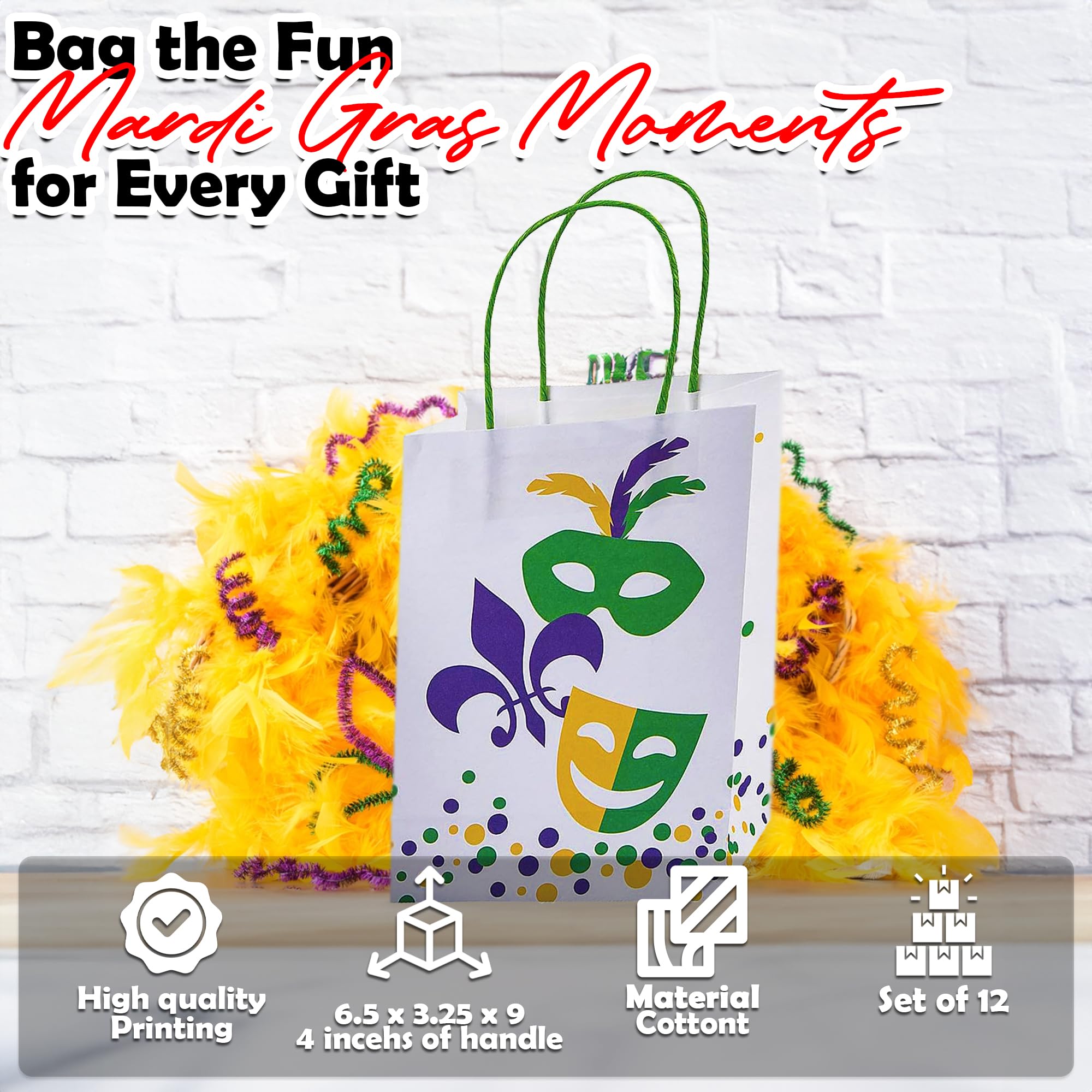 MARDI GRAS CRAFT BAG - Party Supplies - 12 Pieces