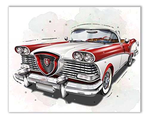 Blue River Classic Cars Wall Art Decor Prints - Set Of 6 (8x10) Inch Poster Photos, 8 x 10 Inch