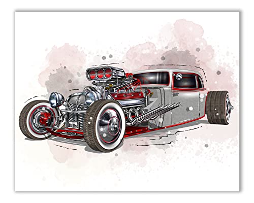 Blue River Classic Cars Wall Art Decor Prints - Set Of 6 (8x10) Inch Poster Photos, 8 x 10 Inch