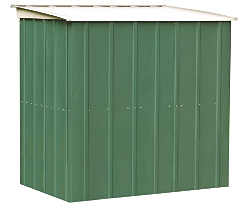 Arrow Sheds 6' x 4' Galvanized Steel Pad-Lockable Outdoor Utility Storage Shed with Pent Roof, Eggshell/Green