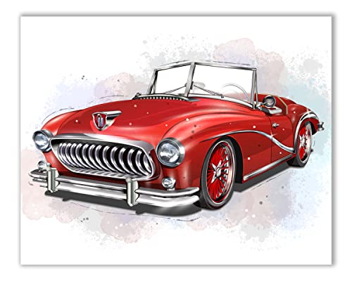 Blue River Classic Cars Wall Art Decor Prints - Set Of 6 (8x10) Inch Poster Photos, 8 x 10 Inch