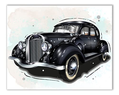 Blue River Classic Cars Wall Art Decor Prints - Set Of 6 (8x10) Inch Poster Photos, 8 x 10 Inch