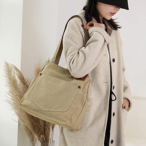 Sunshinejing Women's Canvas Tote Purse Handbag Top Handle Shoulder Work Bags (Brown)