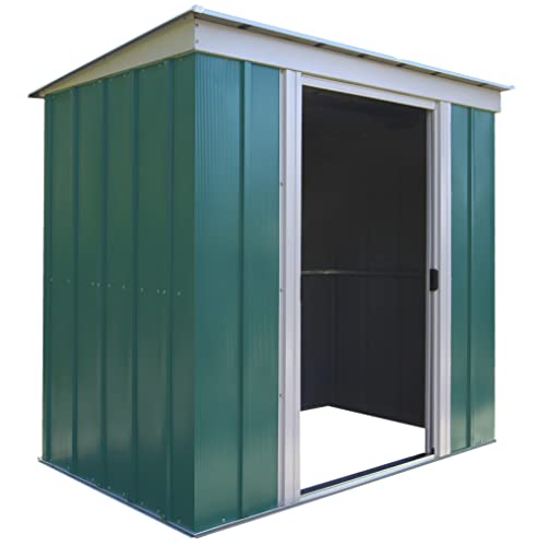 Arrow Sheds 6' x 4' Galvanized Steel Pad-Lockable Outdoor Utility Storage Shed with Pent Roof, Eggshell/Green