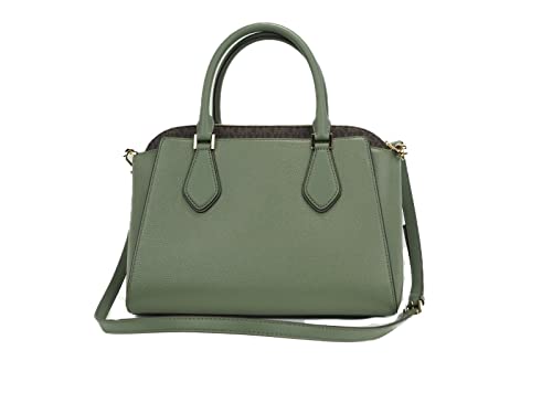 Michael Kors Daria Large Army Green Pebble Leather Triple Compartment Satchel Handbag
