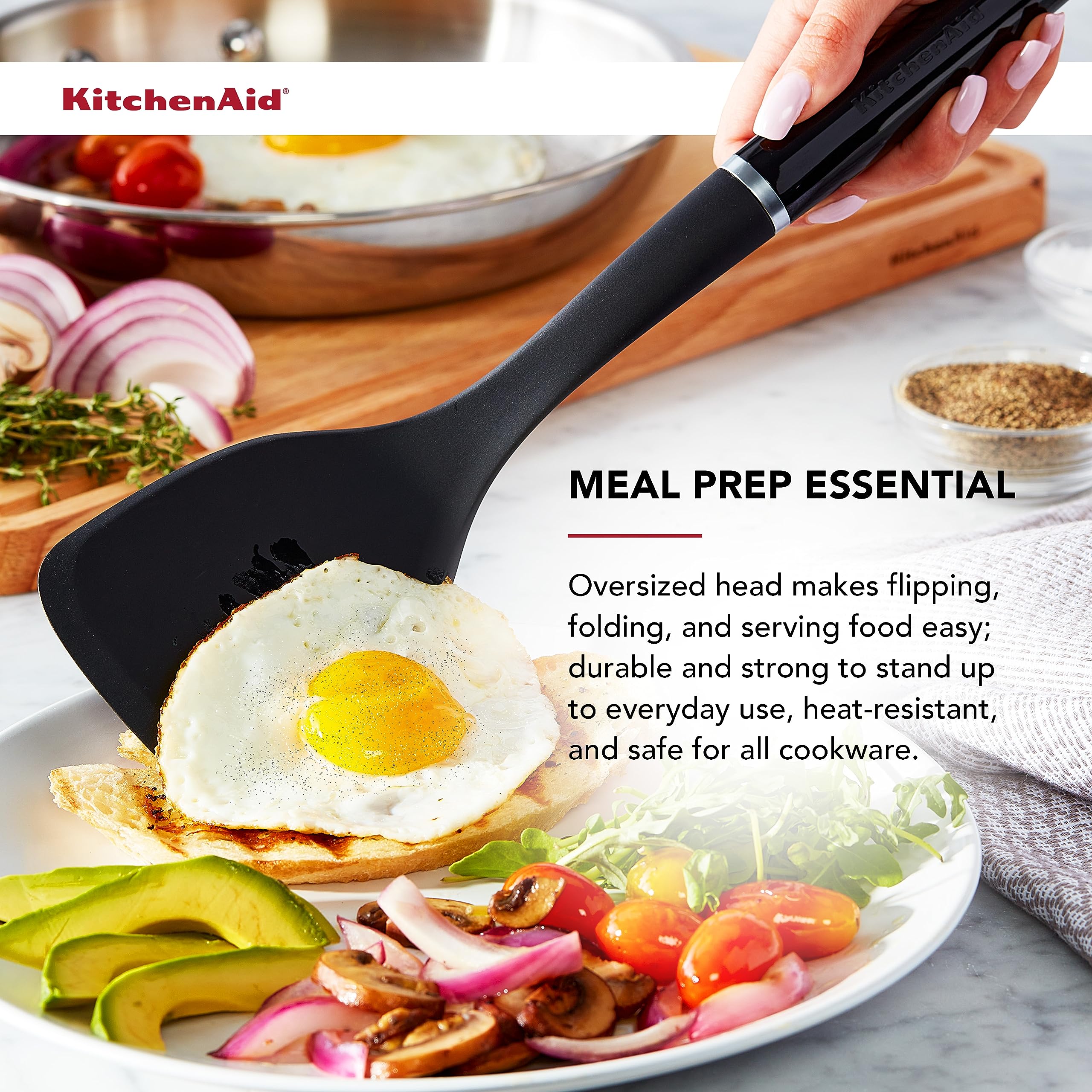 KitchenAid KE001OHOBA Classic Solid Turner, One Size, Black 2