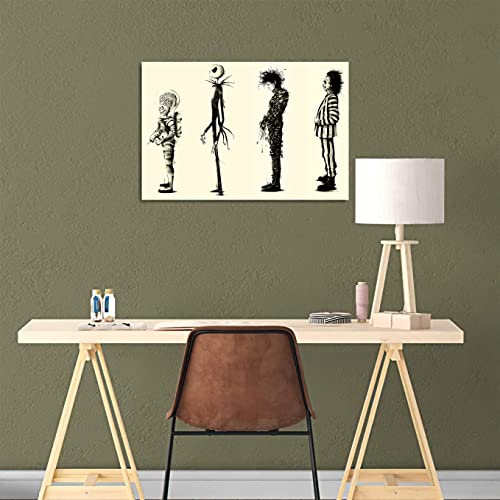 LINKING Tim Burton Movie Beetlejuice Edward Scissorhands Movie Canvas Art Wall Prints Room Decor 16inchx24inch