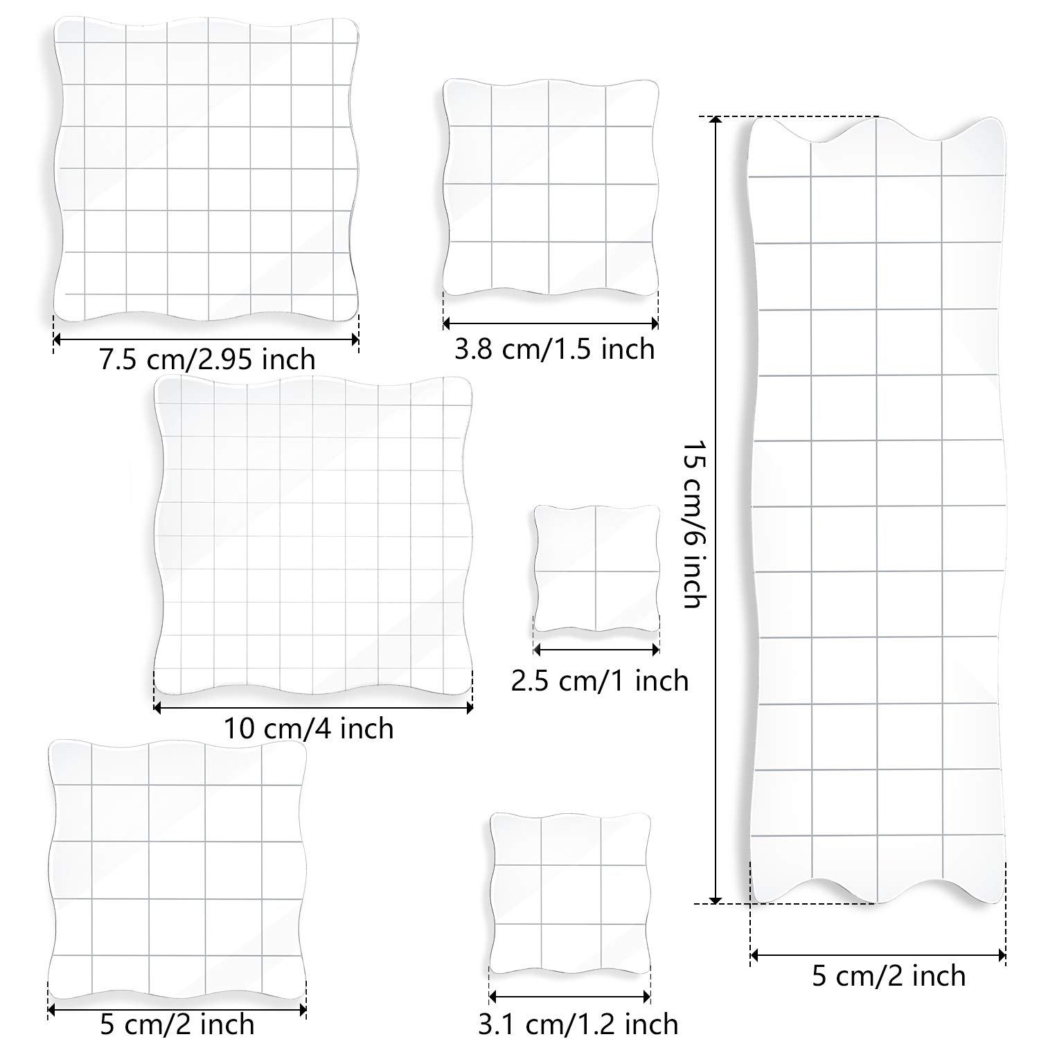 7 Pieces Stamp Blocks Acrylic Clear Stamping Blocks Tools with Grid and Grip, Decorative Stamp Blocks for Scrapbooking Crafts Making, DIY Crafts Ornaments