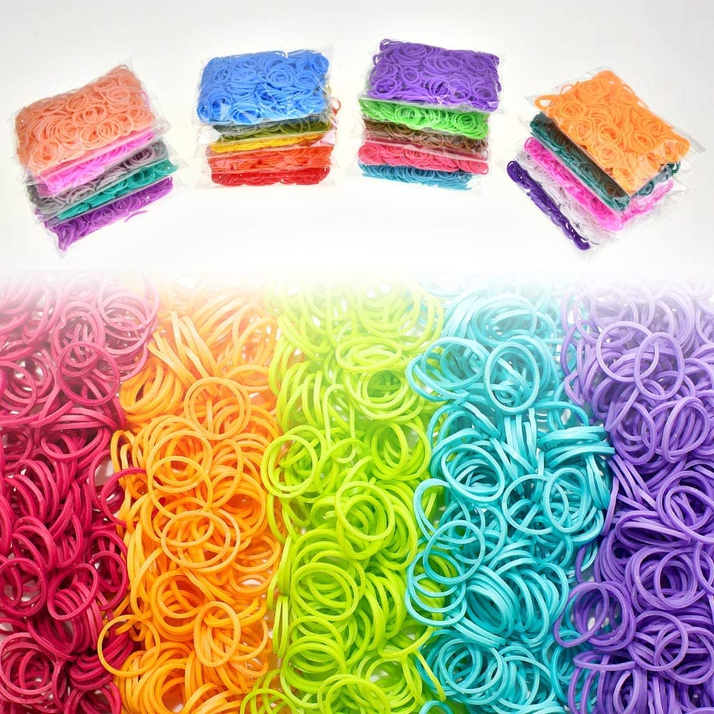 Inscraft Rubber Bands Refill Kit , 12750+ Premium Loom Bands in 26 Colors with 500 Clips ,6 Hooks for Kids Bracelet Weaving Kit DIY Crafting