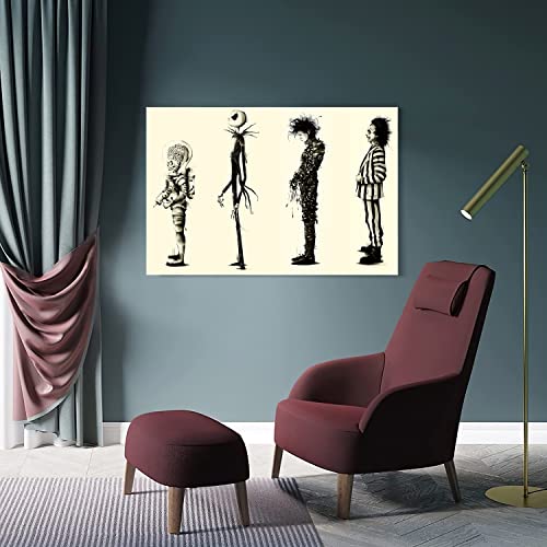 LINKING Tim Burton Movie Beetlejuice Edward Scissorhands Movie Canvas Art Wall Prints Room Decor 16inchx24inch