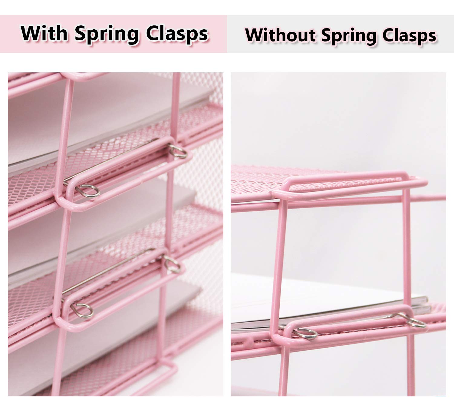 LUCYCAZ Paper Tray - Letter Tray Desk Organizer, 4 Tier Stackable Paper Tray Pink File Organizer for School and Office
