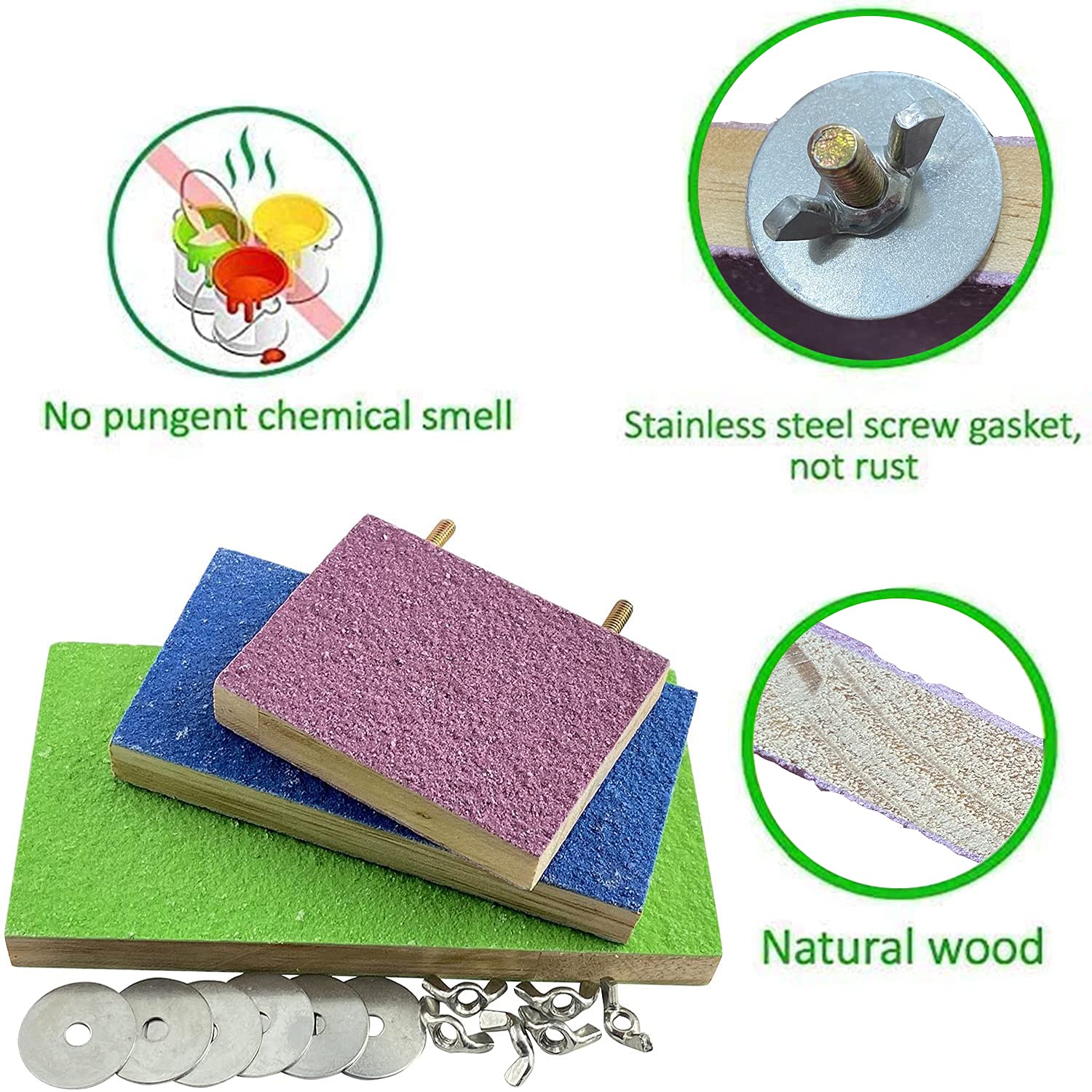 3 Pcs Bird Stand Platform, Wood Playground Paw Grinding Clean, for Pet Parrot, Rat Mouse Cage Accessories Exercise Toys, Random Color