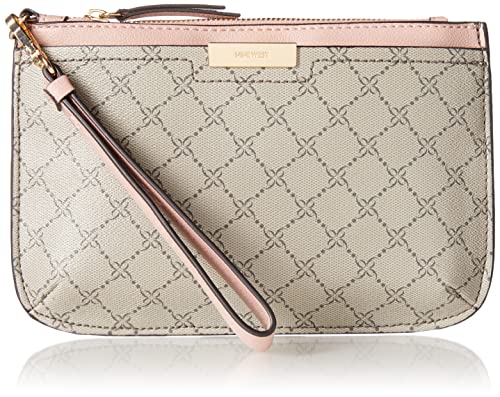 NINE WEST Lawson Wristlet, Beige Logo/Modern Pink