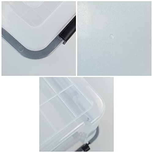 Sosody 12 Quart Clear Storage Latching Box, Plastic Latch Box with Lid, 6-Pack