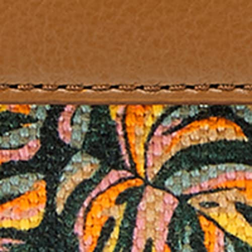 Fossil Women's Kinley Fabric Small Crossbody Purse Handbag, Green Multi Palm (Model: ZB1706335)