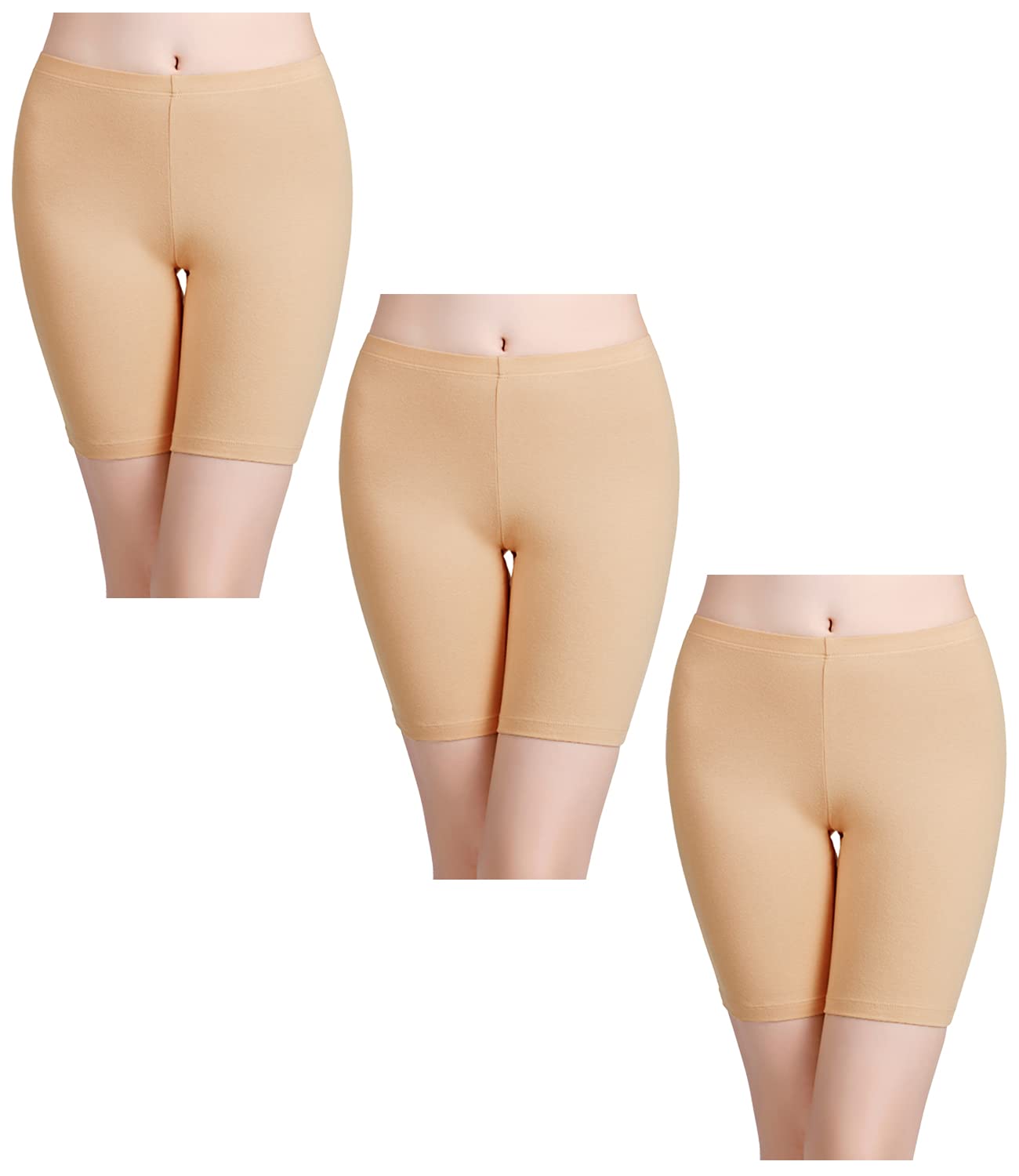 wirarpa Women's Cotton Boy Shorts Underwear Long Leggings Under Shorts Anti Chafe Bloomers Skin Color 3 Pack Large Beige