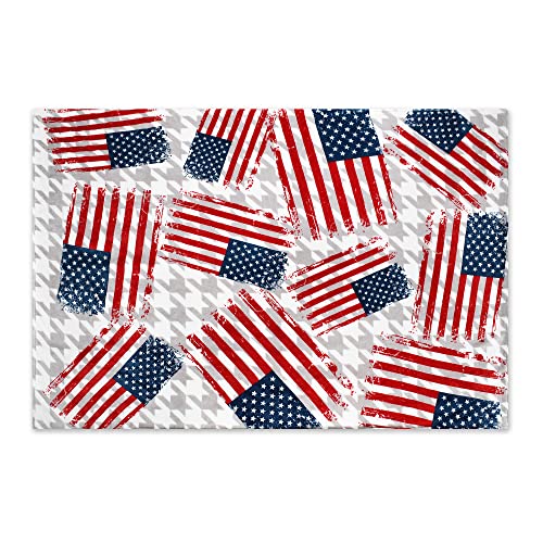 Catalonia Classic American Flag Blanket, Flannel Sherpa Throw, Fuzzy Reversible Blanket for Home Decor, 50" x 70"