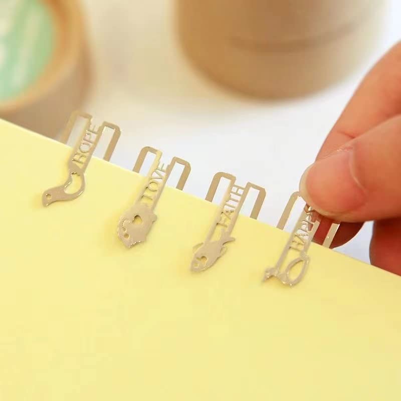 Katartizo Boxes Corner Bookmark Darts Thin Stainless Steel Mini Bookmarks 20 Pieces Metal Bookmarks Mixed Shapes for Reading, Page Mark, Students (Forest Element)