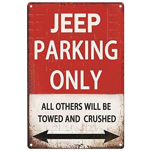 Car Room Decor for Boys, Compatible for Jeep Decor Metal Tin Sign Vintage Warning Signs Men Bedroom Garage Sign Wall Art Decor Parking Only Room Decor for Bedroom Iron Sign Poster 8x12 Inch