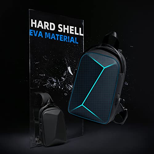Fenruien Hard Shell Waist Pack for Men&Women with USB, Shoulder Pack Anti-Theft LockWaterproof 10.2 inch Single Strap for Travel Hiking Daily