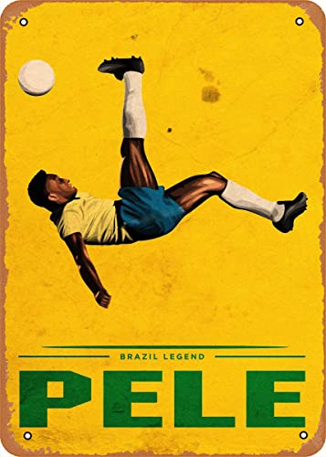 Ysirseu Pele Metal Tin Sign 8 x 12 in Sport Player Vintage Poster Man Cave Decorative