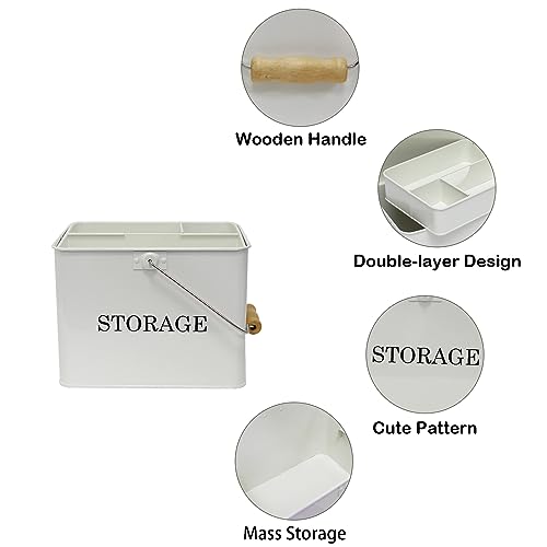 Xbopetda Shower Caddy, Metal Shower Basket with Handle, Portable Storage Organizer Caddy, 2 Tier Divided Basket Bin for Bathroom, Dorm Room, Cleaning Essentials Home Storage for Cleaning Essentials