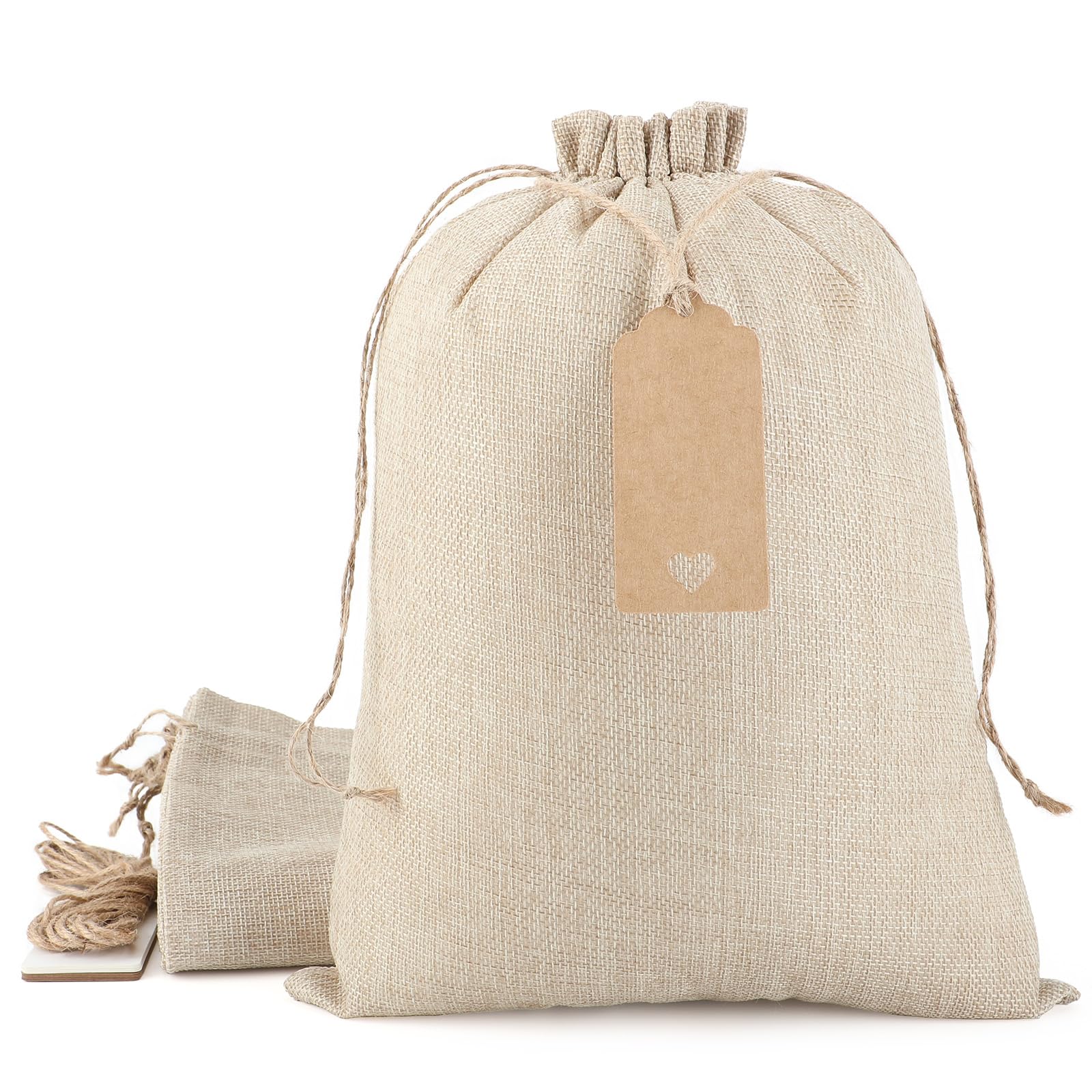 Tapleap Burlap Bags with Drawstring, 10"x14" Burlap Favor Sacks (Lot of 10) for Wrapping Gifts, Birthday, Wedding, Theme Parties or Household Use