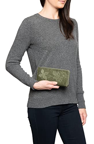 Frye Melissa Studded Floral Zip Wallet, Wild Sage