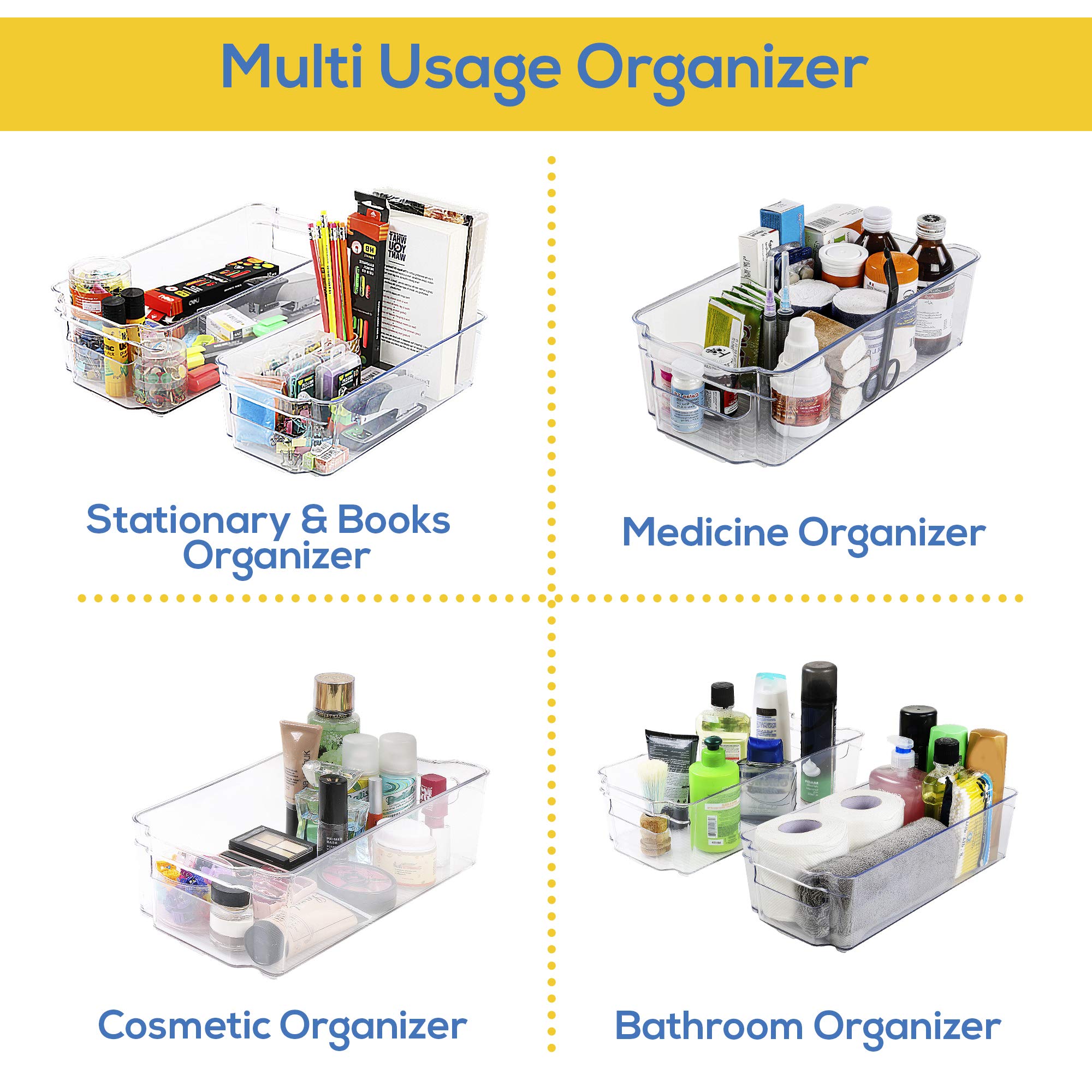 Utopia Home Pantry Organizer - Set of 10 Refrigerator Organizer Bins - Fridge Organizer for Freezers, Kitchen Countertops and Cabinets - BPA Free (Clear)