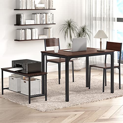 SogesHome 4 Piece Kitchen Dining Room Table Sets for 4, Modern Wooden Table with 2 Chairs and a Long Bench, Space-Saving Table Set for Restaurant, Coffee Shop