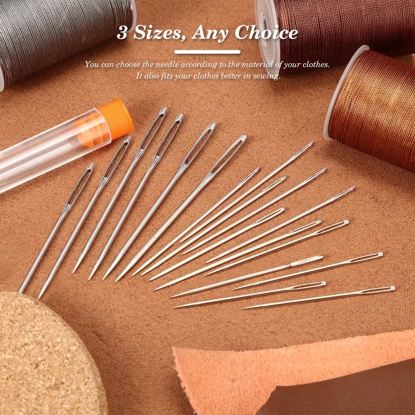 Outus Large-Eye Needles Steel Yarn Knitting Needles Sewing Needles Darning Needle, 9 Pieces (Pointed)