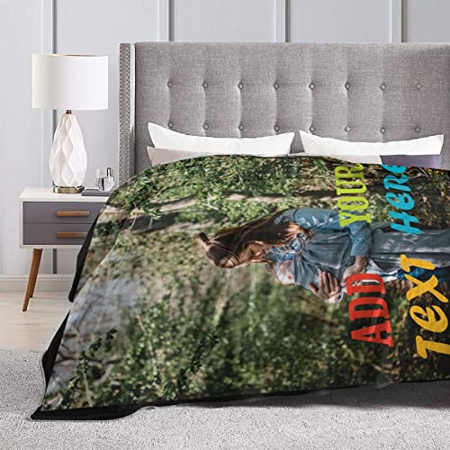 Custom Blanket Personalized with 1-9 Photos Collage Name Text Customized Blankets,Birthday Souvenir Gifts Personalized Throw Blanket for Father, Mom, Kids, Dogs, Friends or Lover Christmas 60" x 50"
