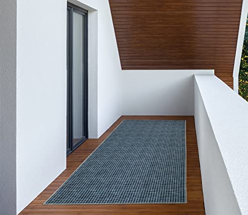 Ottomanson Machine Washable Wrinkle Free Solid Design Cotton 3x6 Traditional Flatweave Area Rug for Dining Room, Living Room, Bedroom, 2'7'' x 6', Navy