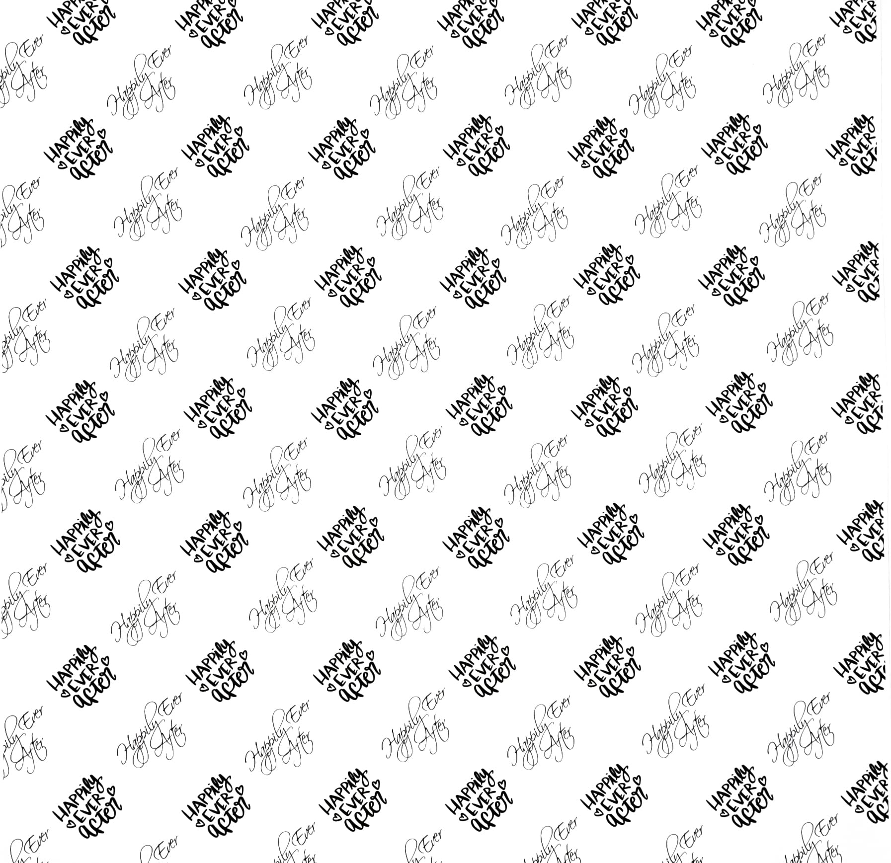 Happily Ever After Gift Wrapping Paper on White - 24"x10'