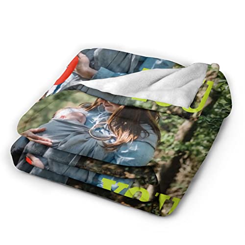 Custom Blanket Personalized with 1-9 Photos Collage Name Text Customized Blankets,Birthday Souvenir Gifts Personalized Throw Blanket for Father, Mom, Kids, Dogs, Friends or Lover Christmas 60" x 50"