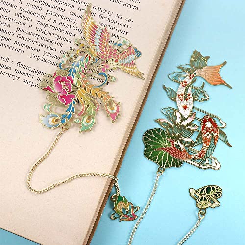 Vintage Metal Bookmark,Chinese Style Bookmark Creative Metal Hollow Brass Bookmark, for Women Men Readers(Dragon)
