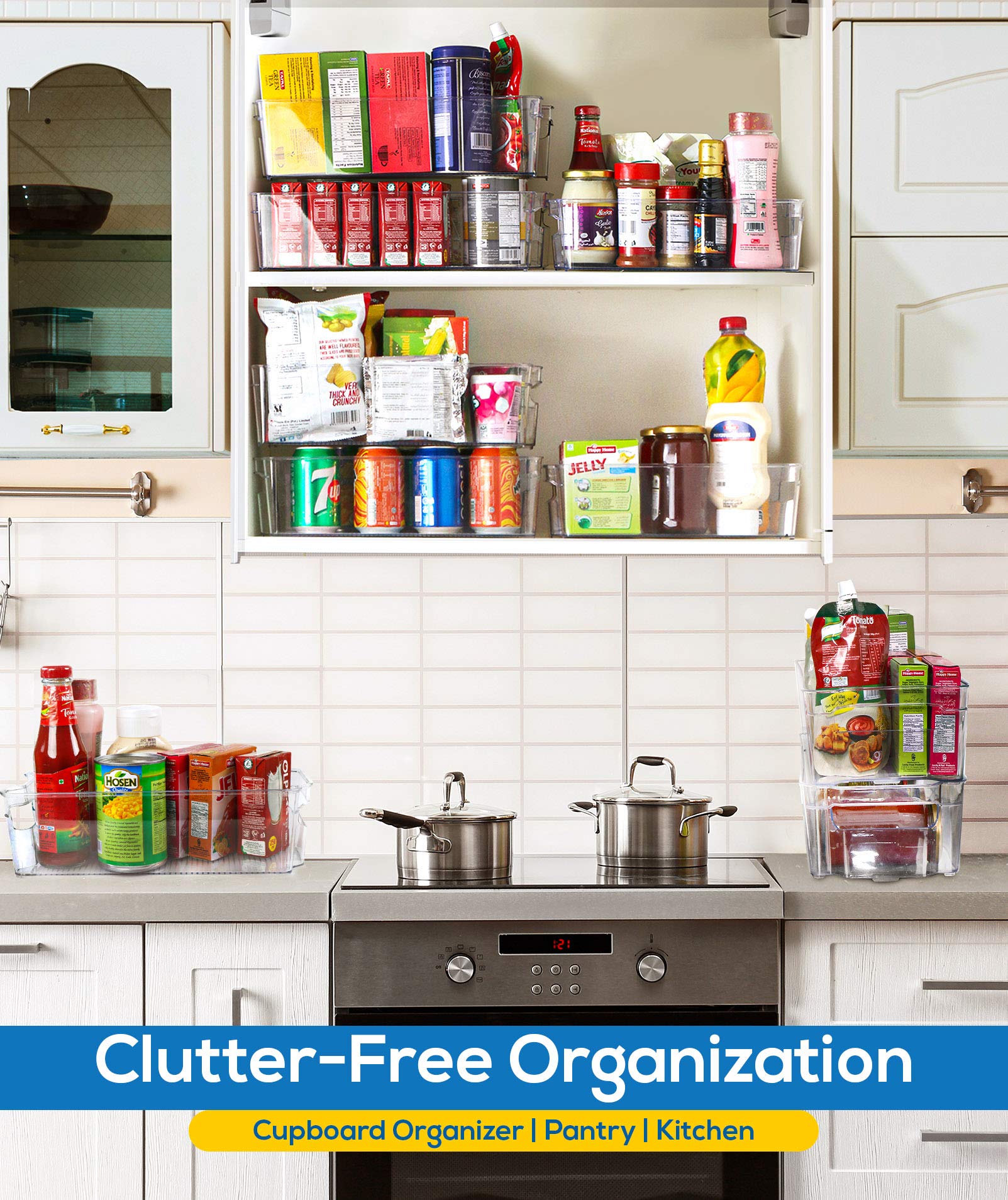 Utopia Home Pantry Organizer - Set of 10 Refrigerator Organizer Bins - Fridge Organizer for Freezers, Kitchen Countertops and Cabinets - BPA Free (Clear)