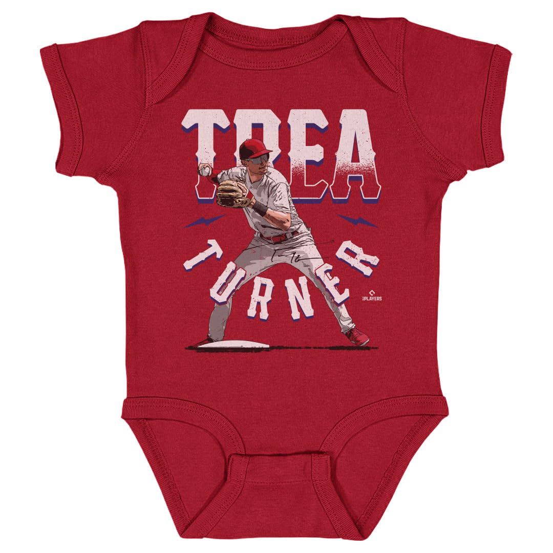 500 LEVEL Trea Turner Baby Infant One Piece Bodysuit (6M, Red) - Trea Turner Philadelphia Bold WHT