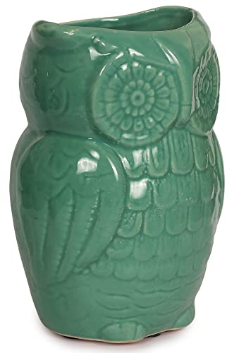 ABHANDICRAFTS Utensil Holder for Kitchen Counter 7.5" Inch Multi-Purpose Ceramic Organizer for Kitchen Decor, Paint Brush, Flower Vase, Cooking Tool Utensils Caddy for Countertop Aqua