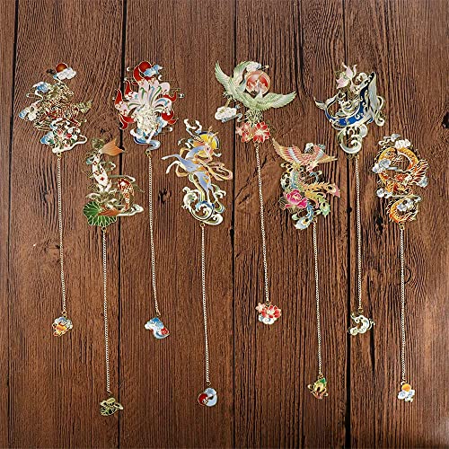 Vintage Metal Bookmark,Chinese Style Bookmark Creative Metal Hollow Brass Bookmark, for Women Men Readers(Dragon)