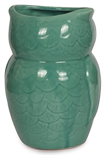 ABHANDICRAFTS Utensil Holder for Kitchen Counter 7.5" Inch Multi-Purpose Ceramic Organizer for Kitchen Decor, Paint Brush, Flower Vase, Cooking Tool Utensils Caddy for Countertop Aqua