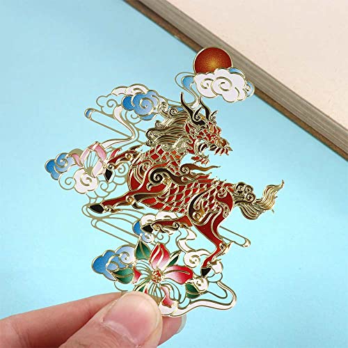 Vintage Metal Bookmark,Chinese Style Bookmark Creative Metal Hollow Brass Bookmark, for Women Men Readers(Dragon)