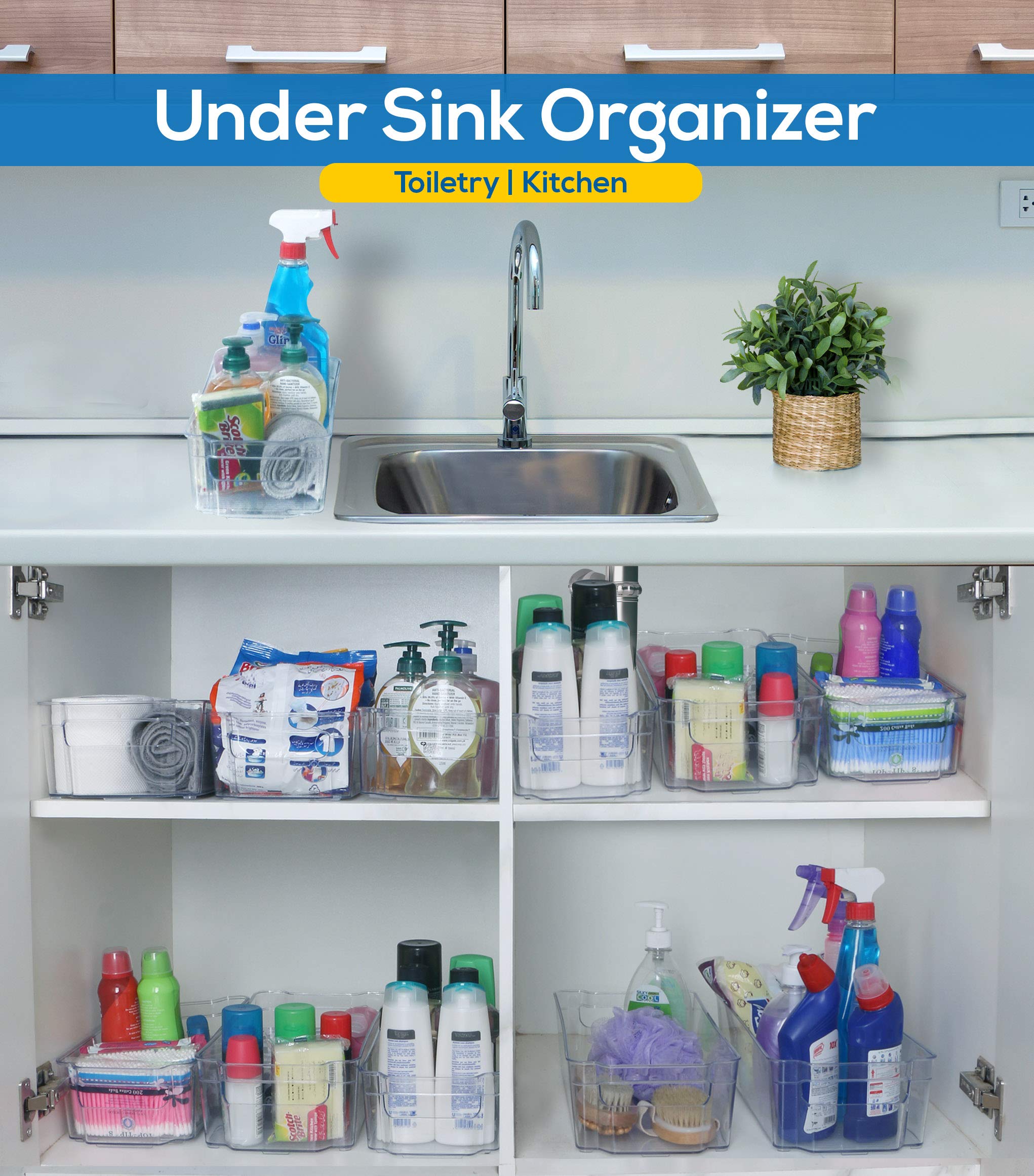 Utopia Home Pantry Organizer - Set of 10 Refrigerator Organizer Bins - Fridge Organizer for Freezers, Kitchen Countertops and Cabinets - BPA Free (Clear)