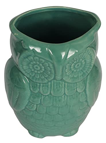 ABHANDICRAFTS Utensil Holder for Kitchen Counter 7.5" Inch Multi-Purpose Ceramic Organizer for Kitchen Decor, Paint Brush, Flower Vase, Cooking Tool Utensils Caddy for Countertop Aqua