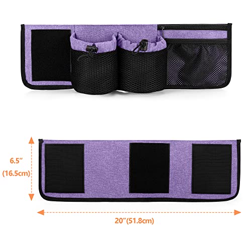LoDrid Luggage Cup Holder, Hands-Free Drink Holder with 2 Coffee Mugs Tightening Drawstring, Fits Most Suitcase Handles, Luggage Cup Holder Attachment, for Flight Attendant & Travelers, Purple
