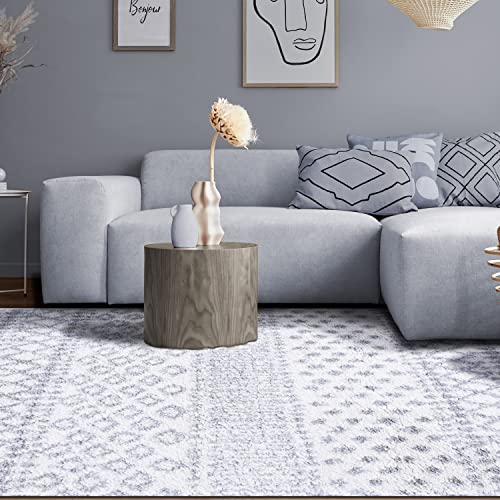 SUPERIOR Indoor Shag Area Rug Perfect for Bedroom, Kitchen, Laundry Room, Entryway, Office, Playroom, Plush Fuzzy Carpet Cover, Contemporary Modern Boho Geometric, 4' x 6', Grey-Cream
