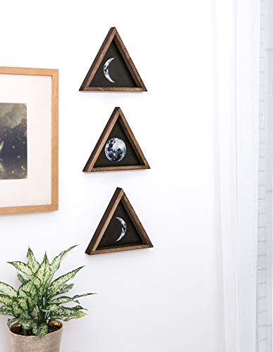 Dahey Moon Shelf Wall Mounted Moon Wall Decor Crystal Display Shelf Hanging Storage and Rustic Wall Moon Phases Decor Wood Moon Signs for Living Room Bedroom Bathroom Kitchen Witchy Room Decor