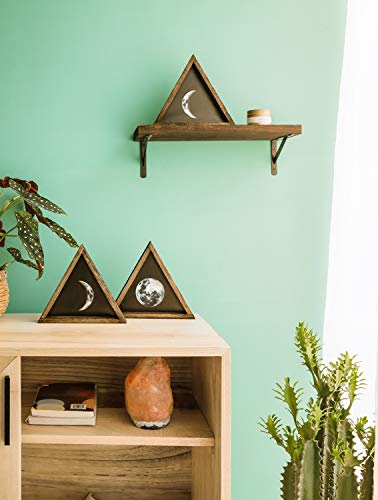 Dahey Moon Shelf Wall Mounted Moon Wall Decor Crystal Display Shelf Hanging Storage and Rustic Wall Moon Phases Decor Wood Moon Signs for Living Room Bedroom Bathroom Kitchen Witchy Room Decor