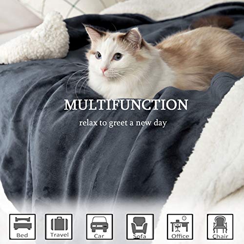 SONORO KATE Sherpa Fleece Blanket King Size - Luxurious Double Reversible Super Soft Thick Fuzzy Plush,Warm Cozy Fluffy Couch Throw Velvet King Blanket for Bed (King, Dark Grey)
