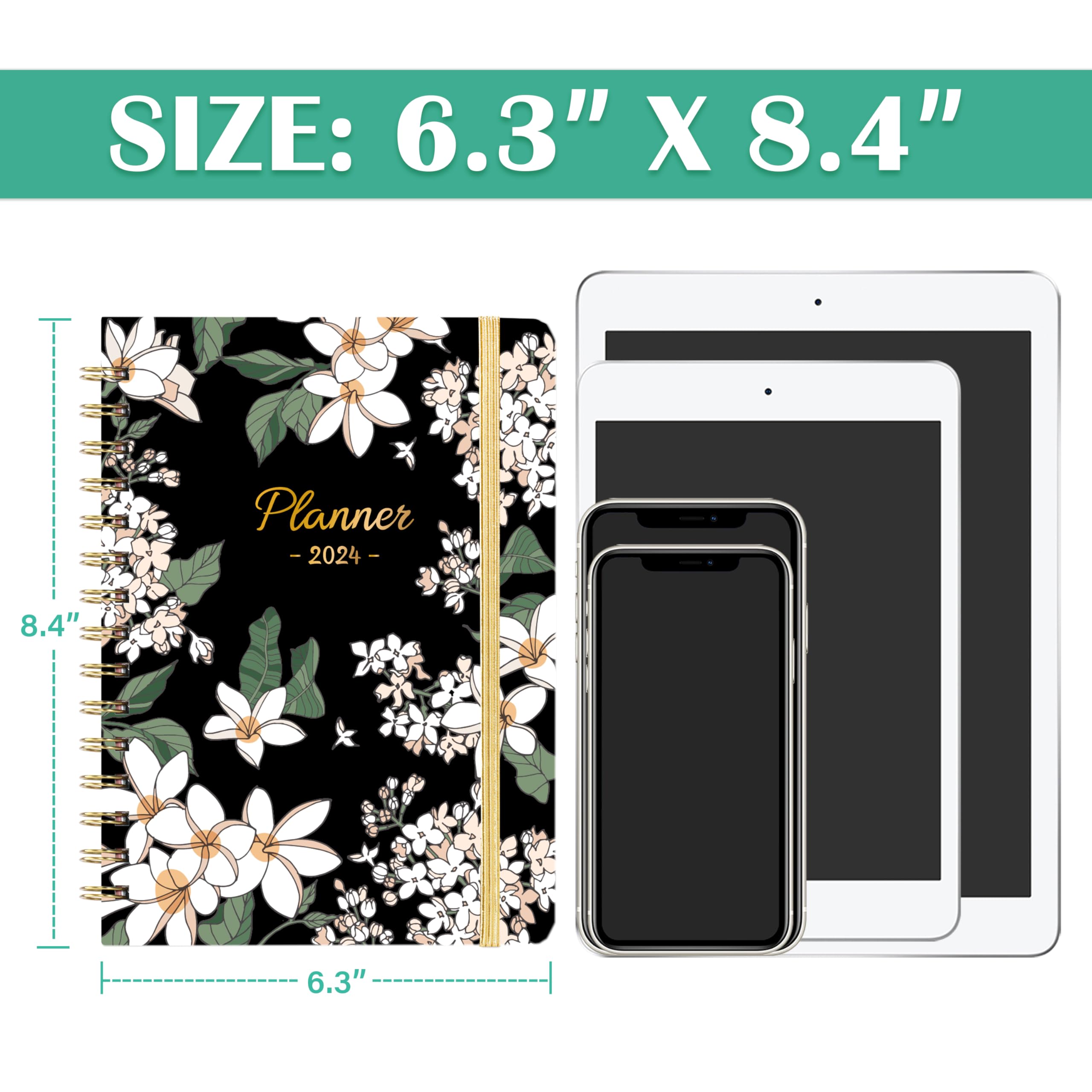 2023-2024 Planner – Jul.2023 - Jun.2024, 2023-2024 Academic Planner Weekly and Monthly, 6.4" x 8.5", Tabs, Back Pocket, Strong Twin - Wire Binding, Hardcover, Thick Paper, Inspirational Quotes, Notes
